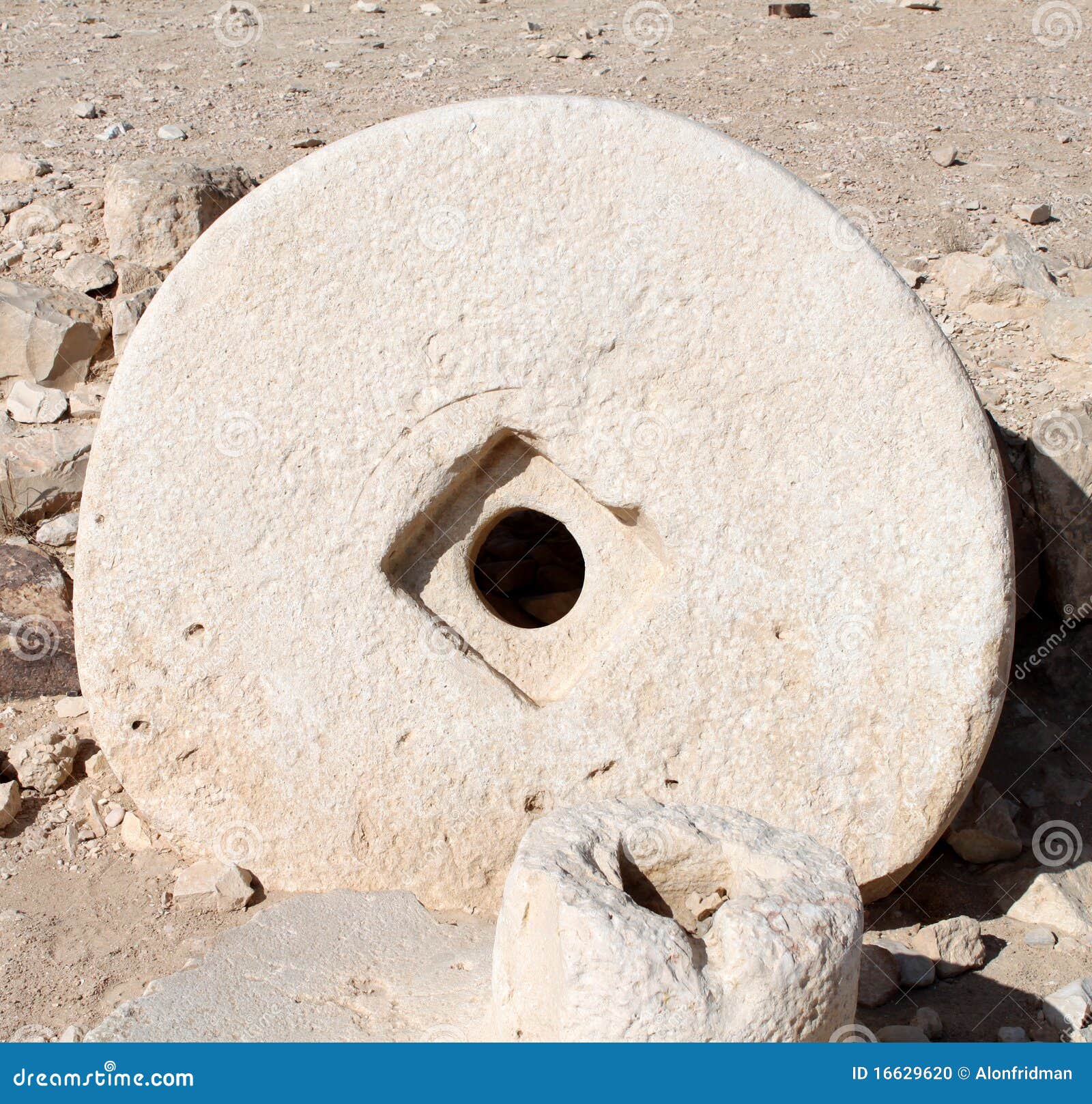 Ancient Millstone That Was Turned By Hand To Produce Flour. Royalty ...