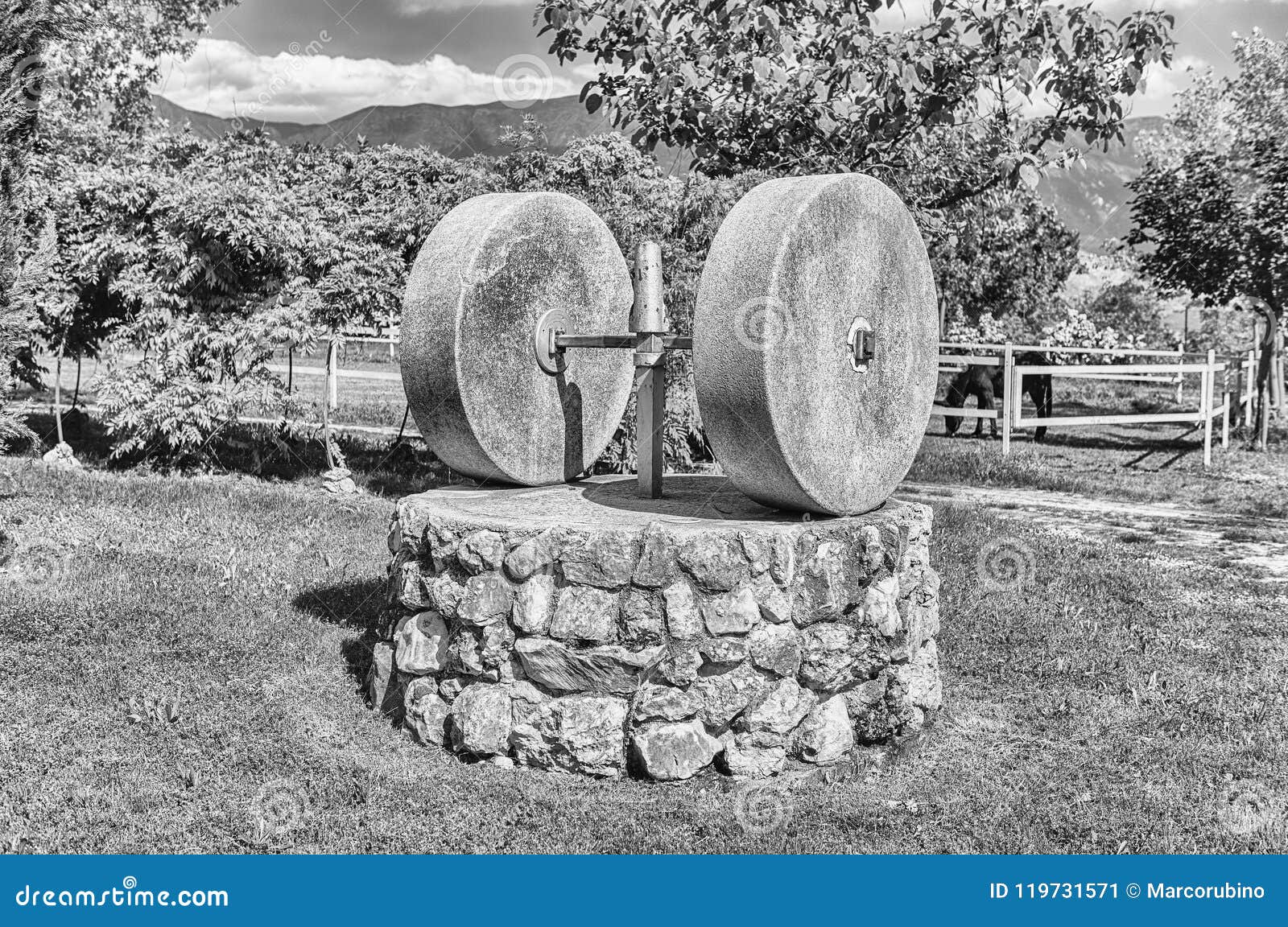 Ancient Millstone in the Countryside Stock Image - Image of industry ...