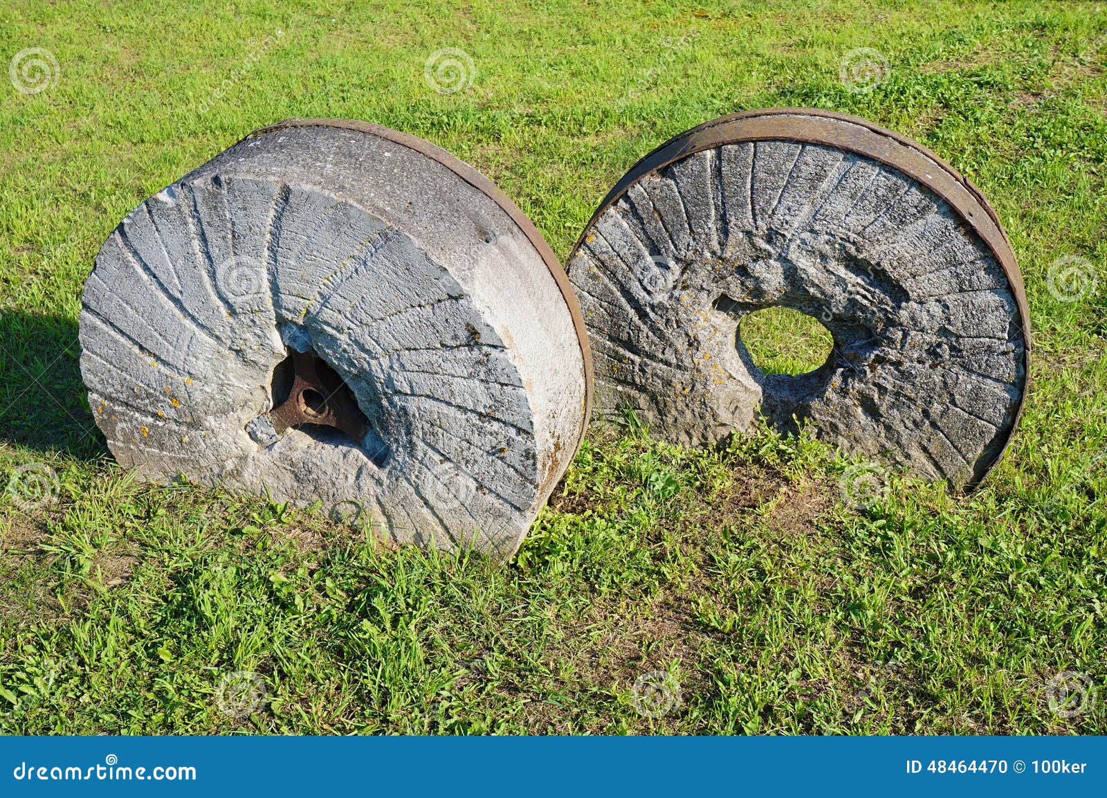 Ancient Millstone on the Grass, Natural Background Stock Photo - Image ...