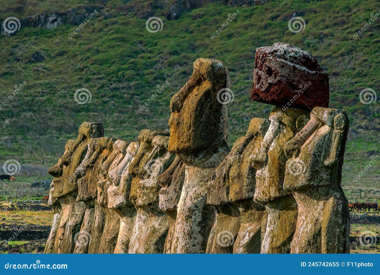 The Ancient Moai of Ahu Togariki, on Easter Island Stock Image - Image ...