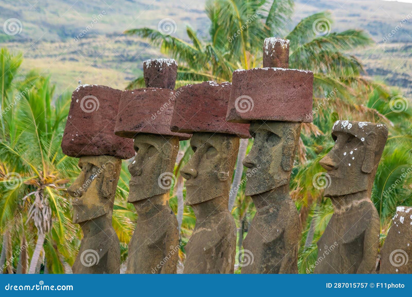 The Ancient Moai Of Ahu Togariki, On Easter Island Of Chile Stock ...