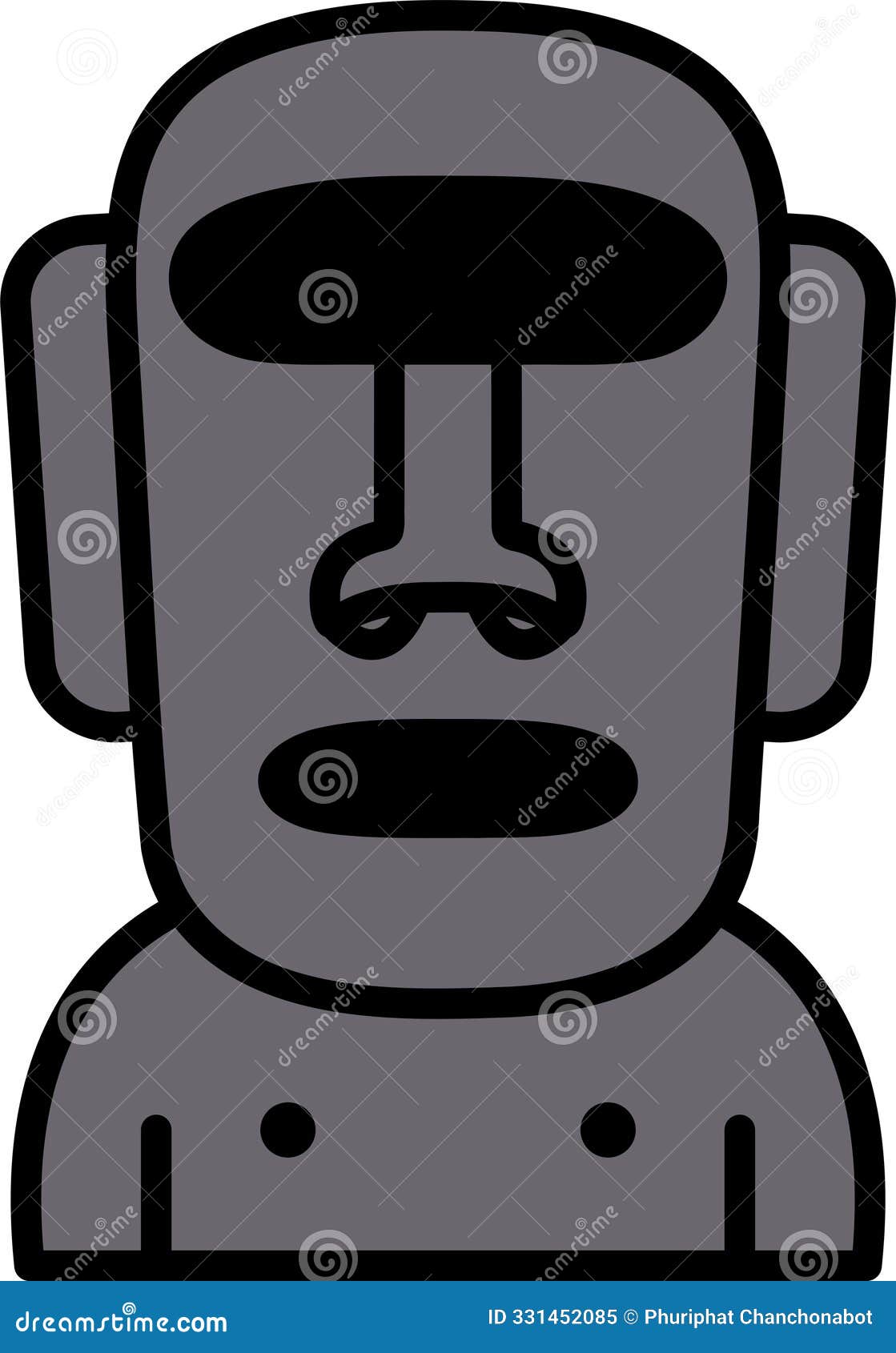 Ancient Moai Statues in Line Drawing Style Stock Vector - Illustration ...