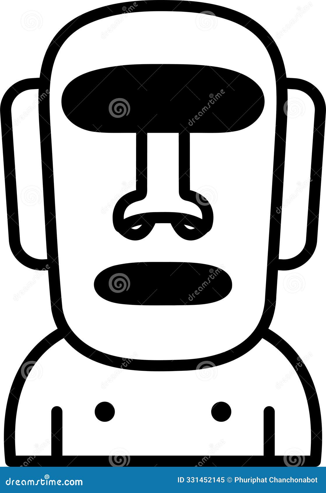 Ancient Moai Statues in Line Drawing Style Stock Vector - Illustration ...
