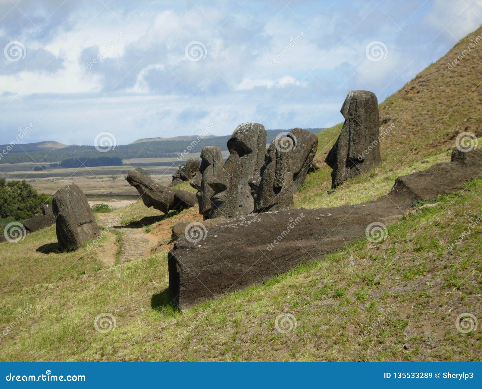 Ancient Moai Statues, Easter Island Stock Image - Image of statues ...