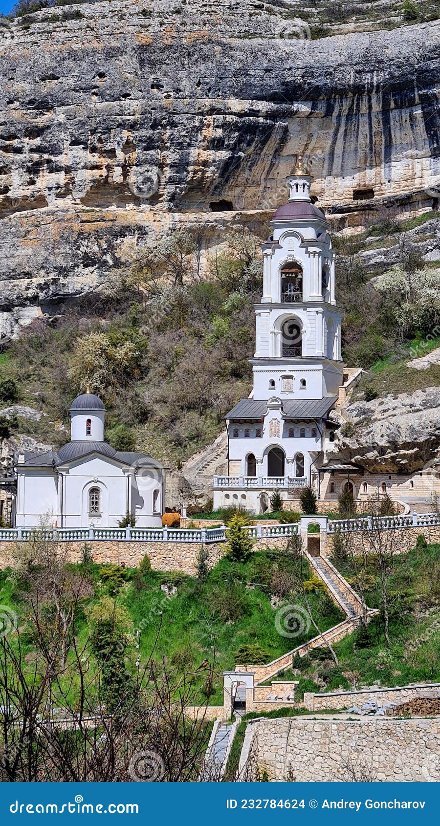 Ancient Monastery on the Background of Rocks Stock Photo - Image of ...