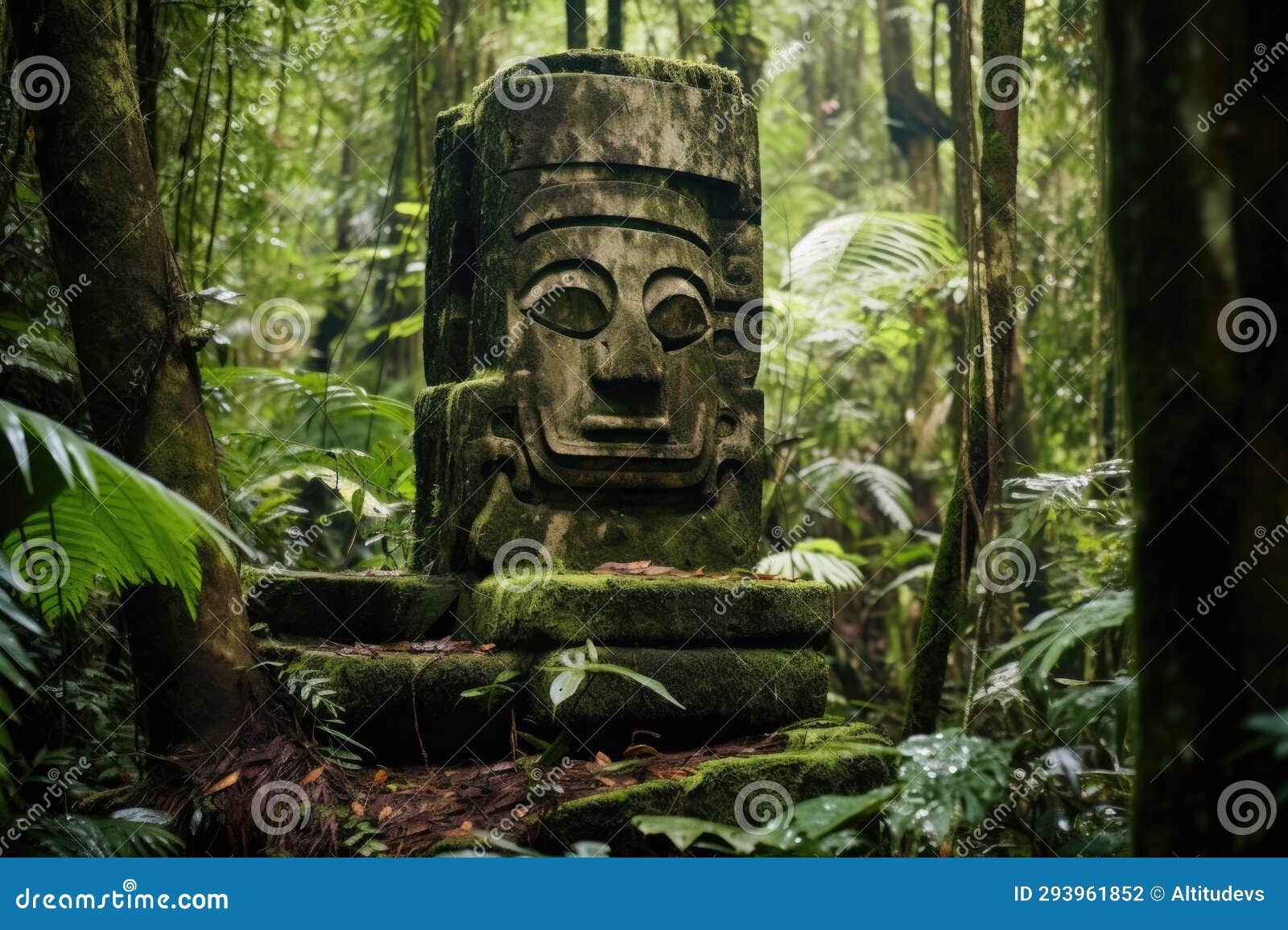 An Ancient Monolithic Sculpture in the Jungle Stock Photo - Image of ...
