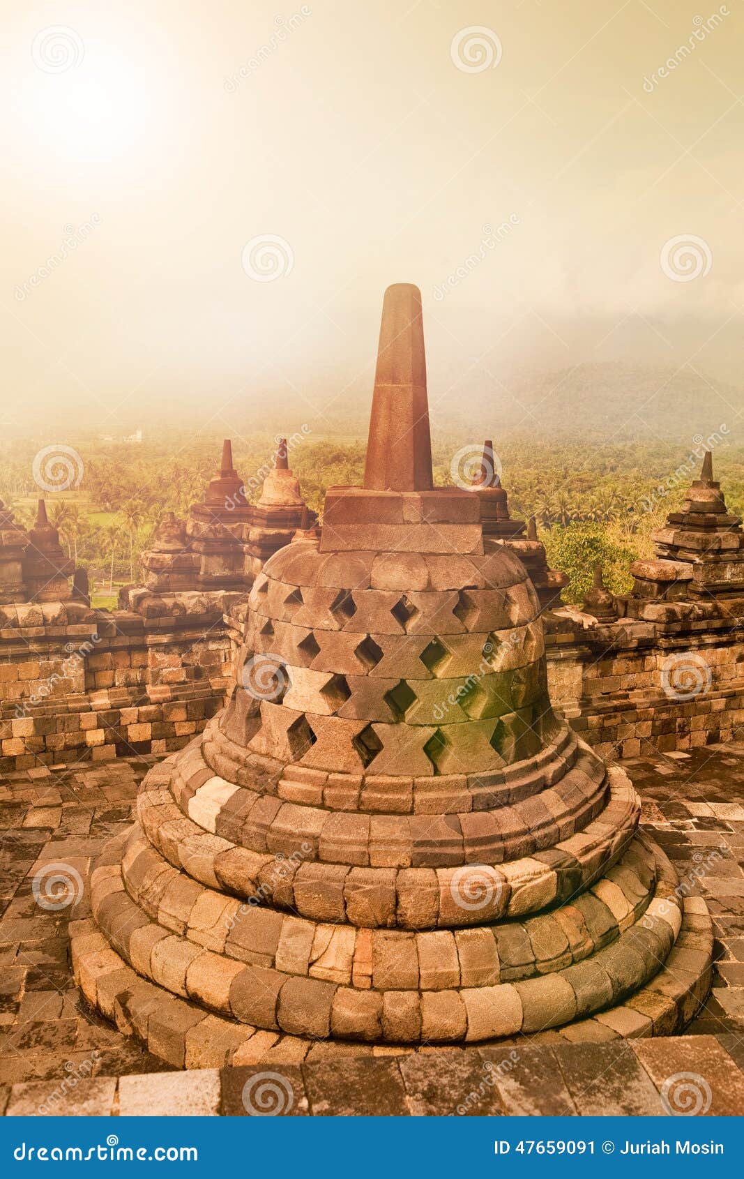 Ancient Monument of Borobudur Buddhist Temple at Sunrise, Yogyakarta ...