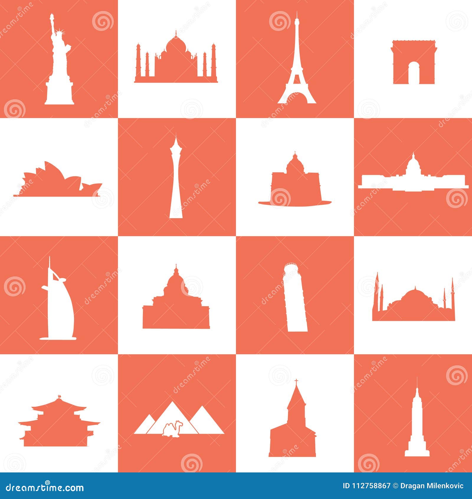 Ancient Monument Set Illustration Editorial Photography - Illustration ...