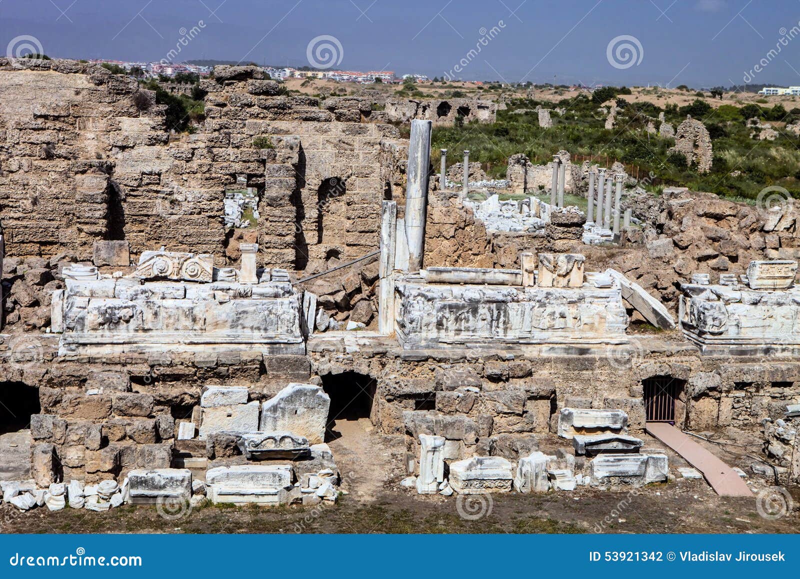 Ancient Monuments in Side, Turkey Stock Photo - Image of europe, travel ...