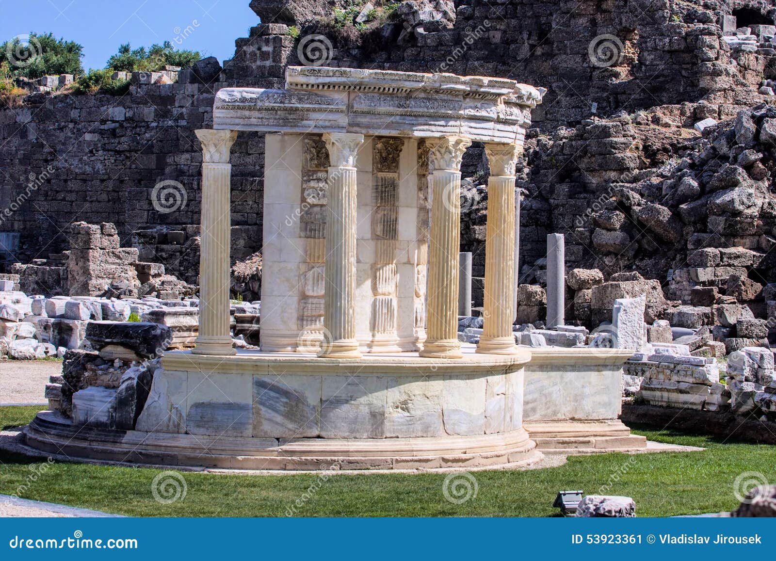 Ancient Monuments in Side, Turkey Stock Image - Image of landscape ...