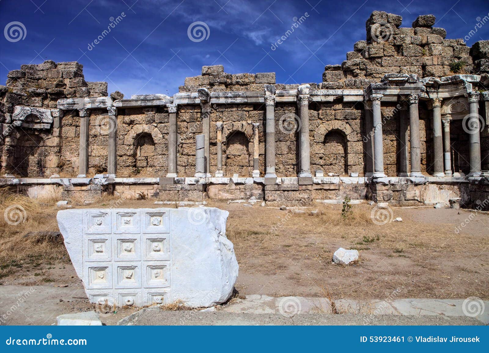 Ancient Monuments in Side, Turkey Stock Image - Image of stone, turkey ...
