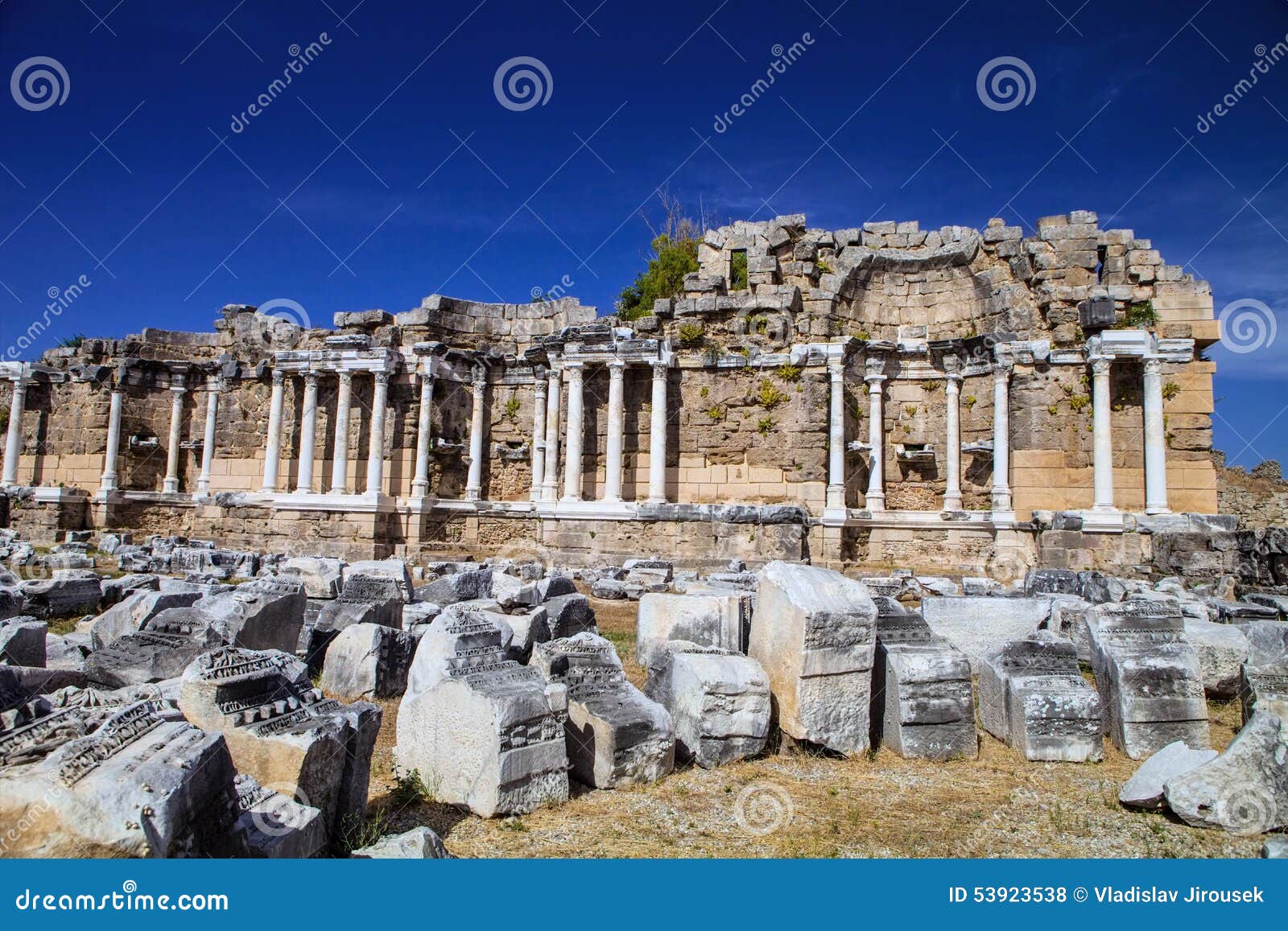 Ancient Monuments in Side, Turkey Stock Photo - Image of mediterranean ...