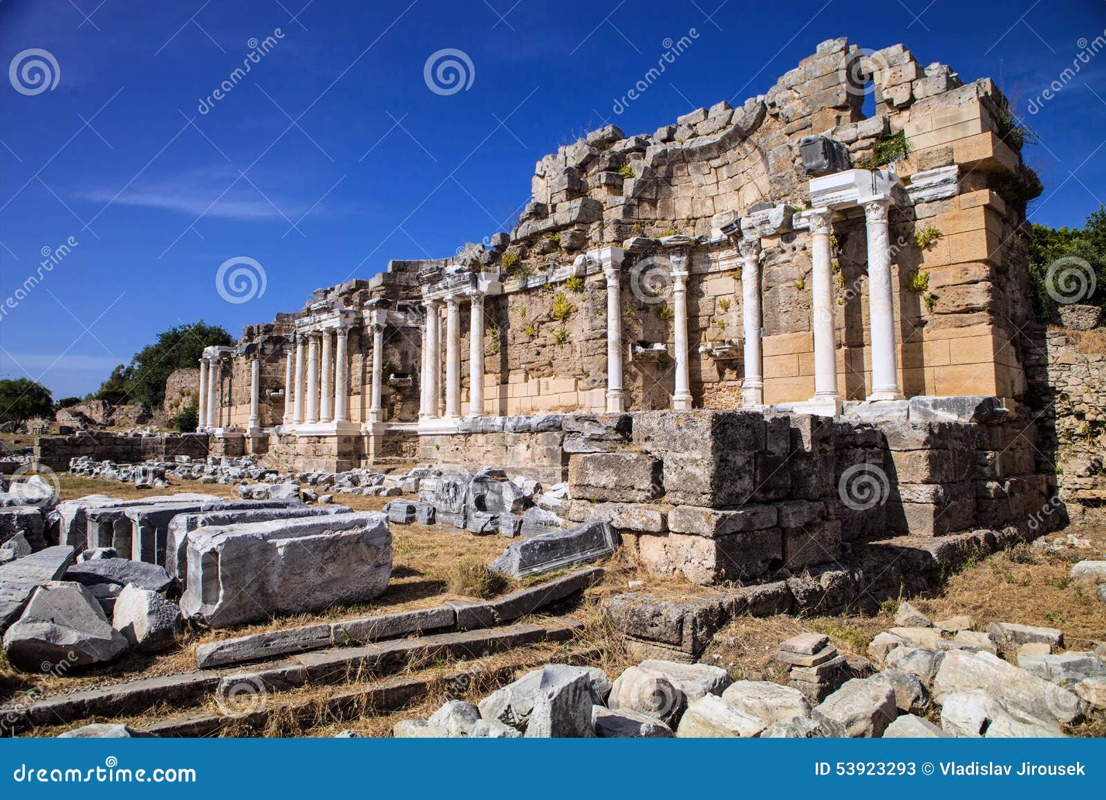 Ancient Monuments in Side, Turkey Stock Image - Image of roman, stone ...