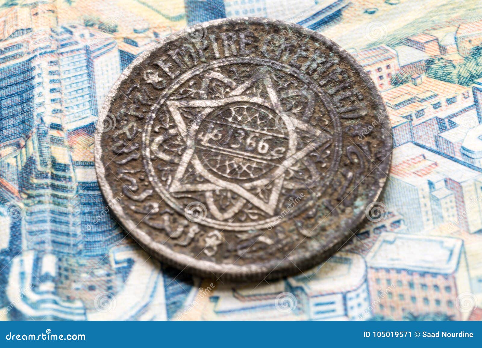 Ancient Moroccan coin stock image. Image of 50mad, antique - 105019571