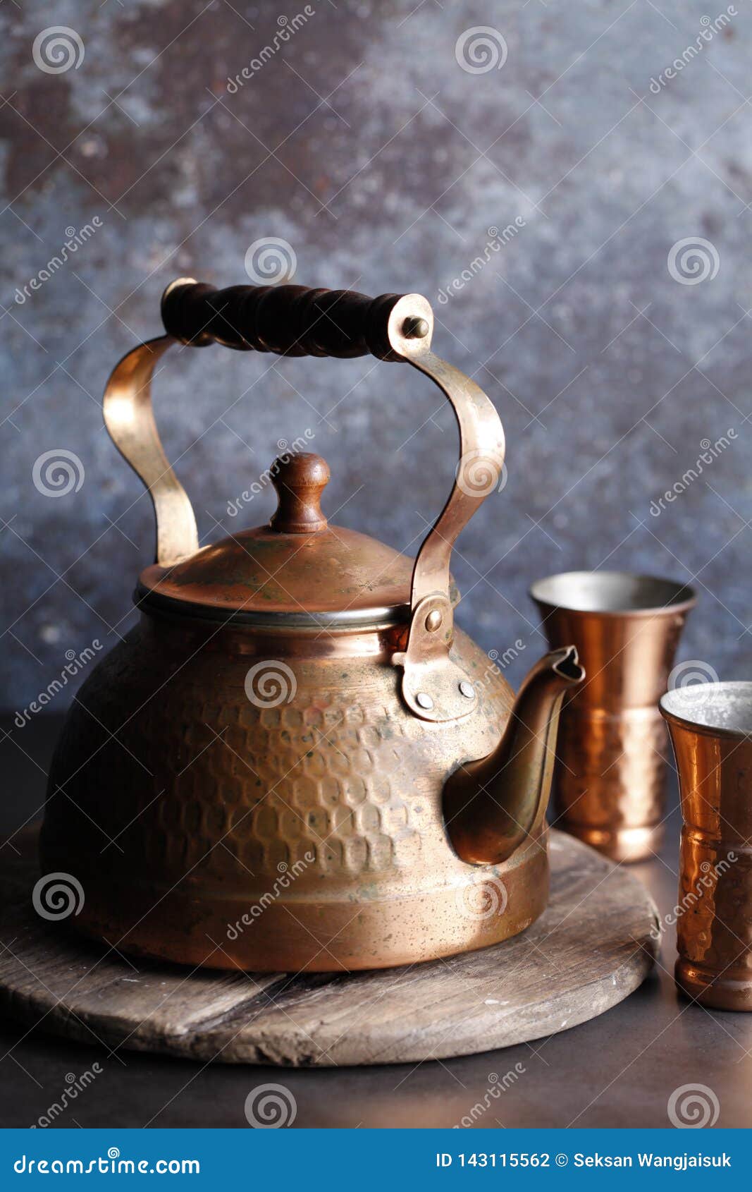 Ancient Moroccan Tea Pot and Cup Stock Photo - Image of wooden ...