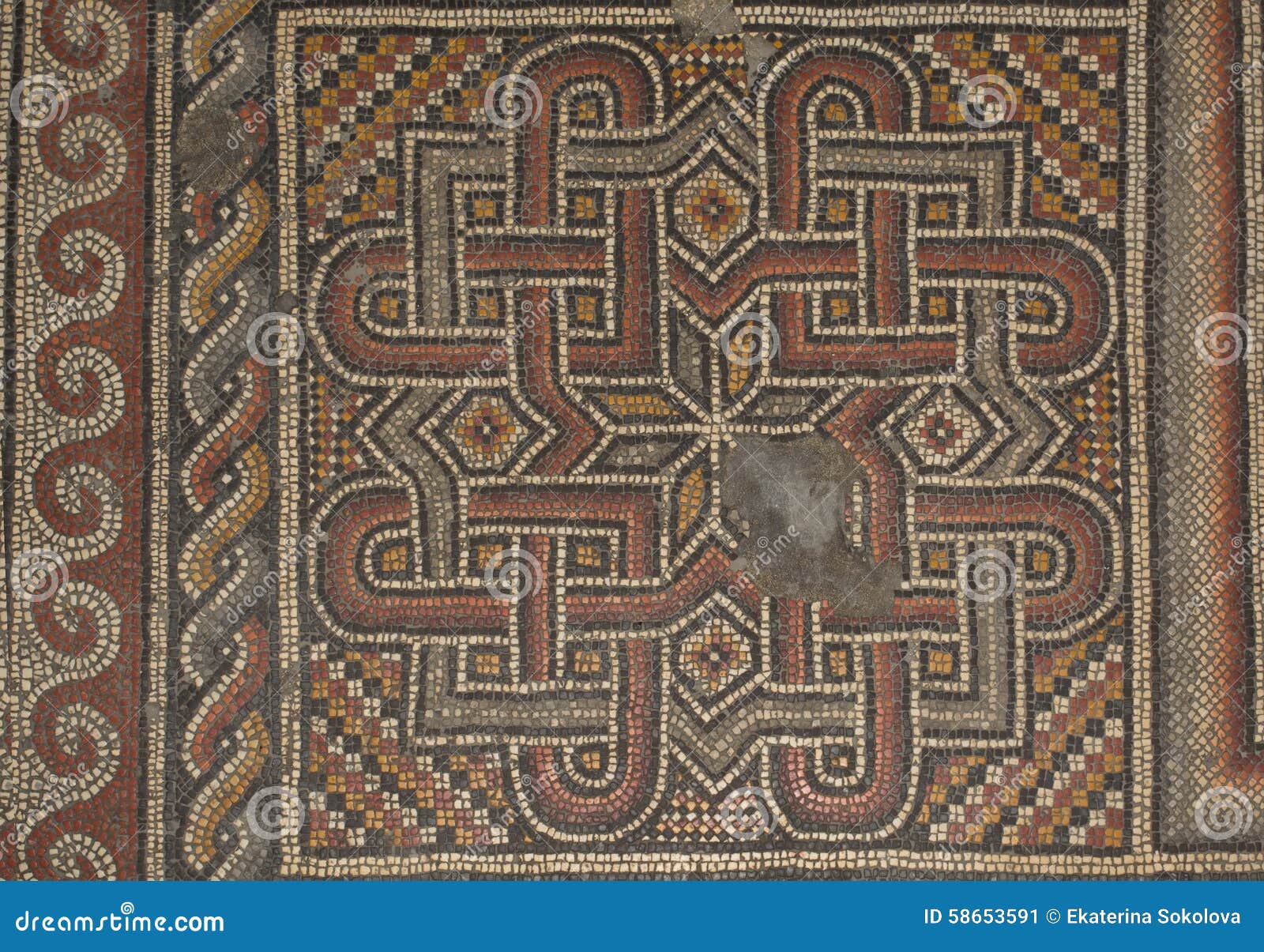 Ancient mosaic stock image. Image of ancient, ceramics - 58653591