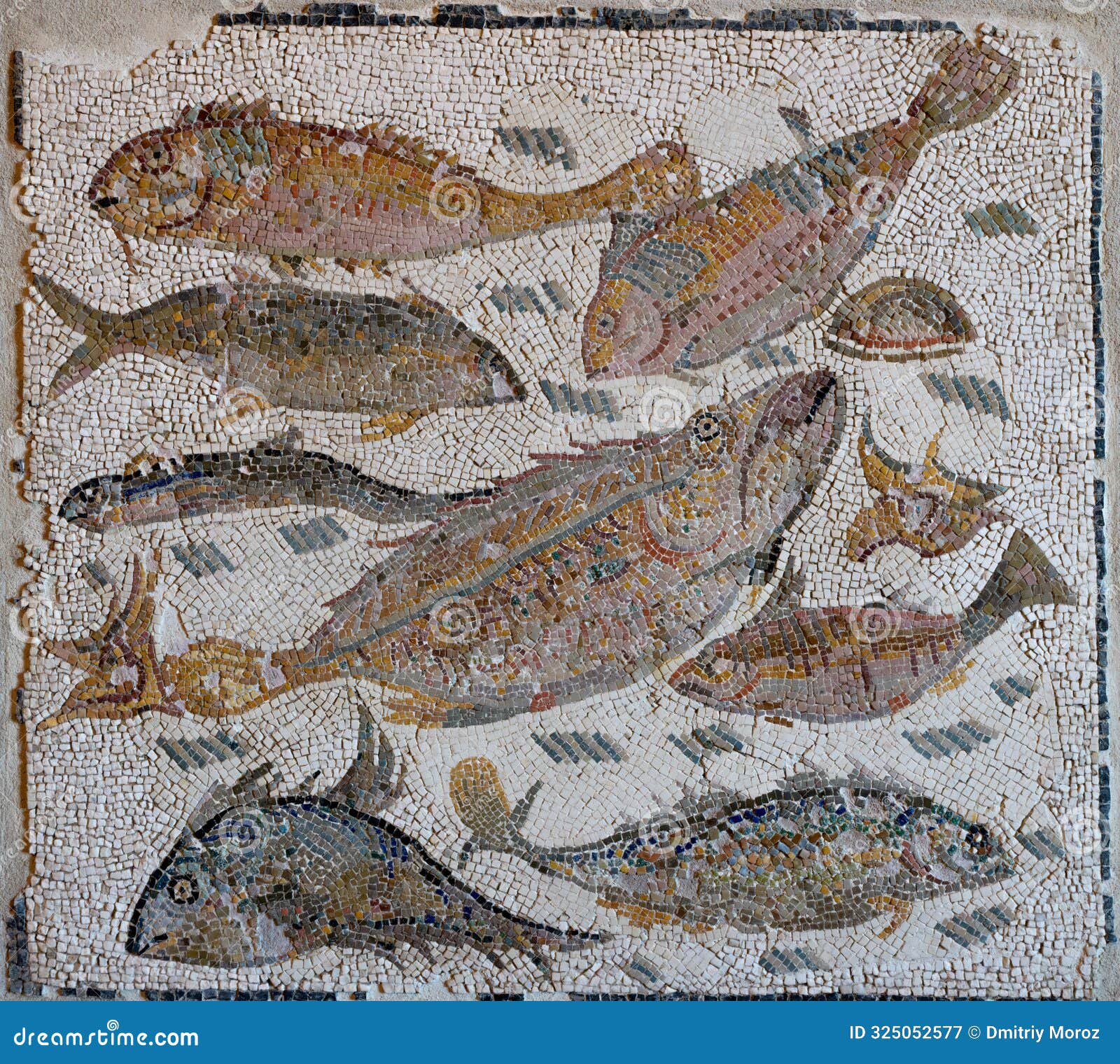 Ancient Mosaic Representing Fish Stock Image - Image of historical ...