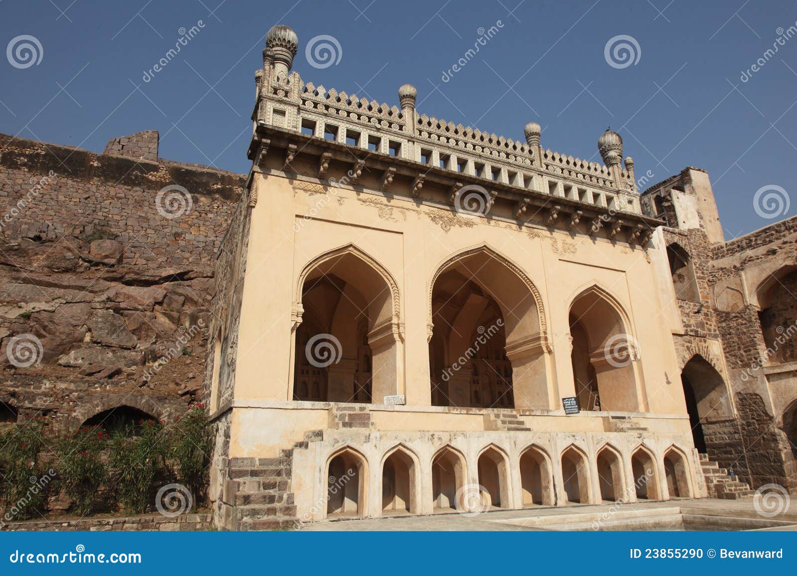 Ancient Mosque at Golconda Fort, Hyderabad Stock Photo - Image of mulla ...