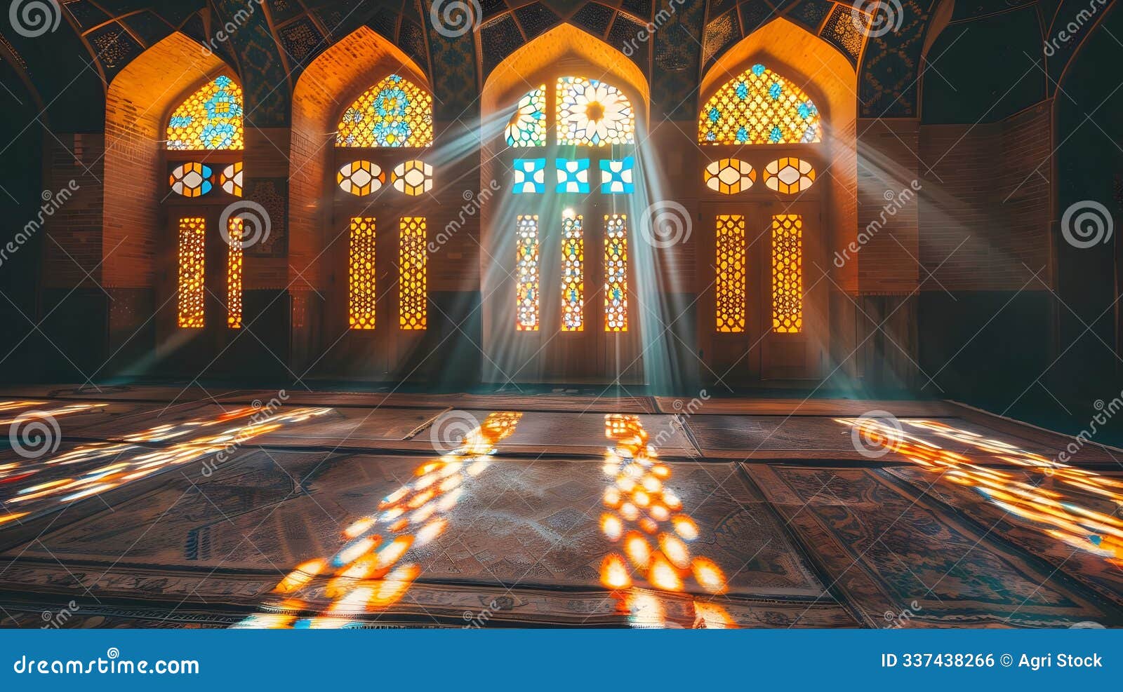 Ancient Mosque Interior Adorned with Traditional Islamic Patterns Stock ...