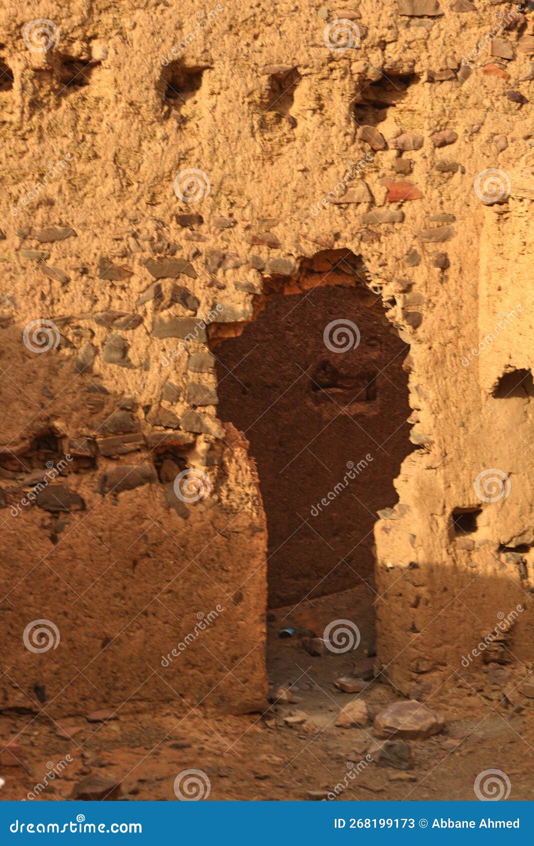 An Ancient Mud Wall with an Entry and Exit Port in the Desert of ...
