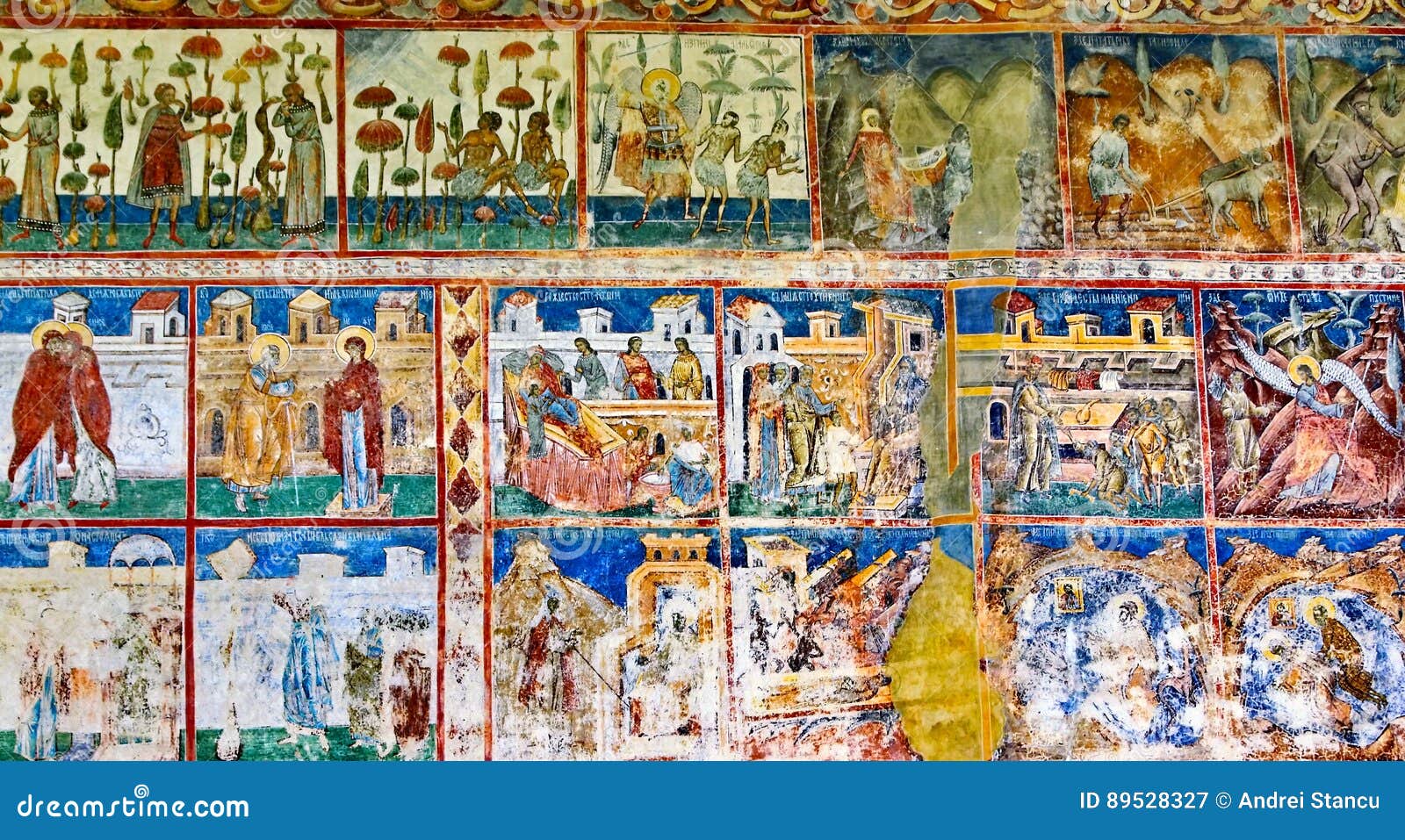 Ancient Mural Painting In Ajanta Caves, India Stock Photo ...