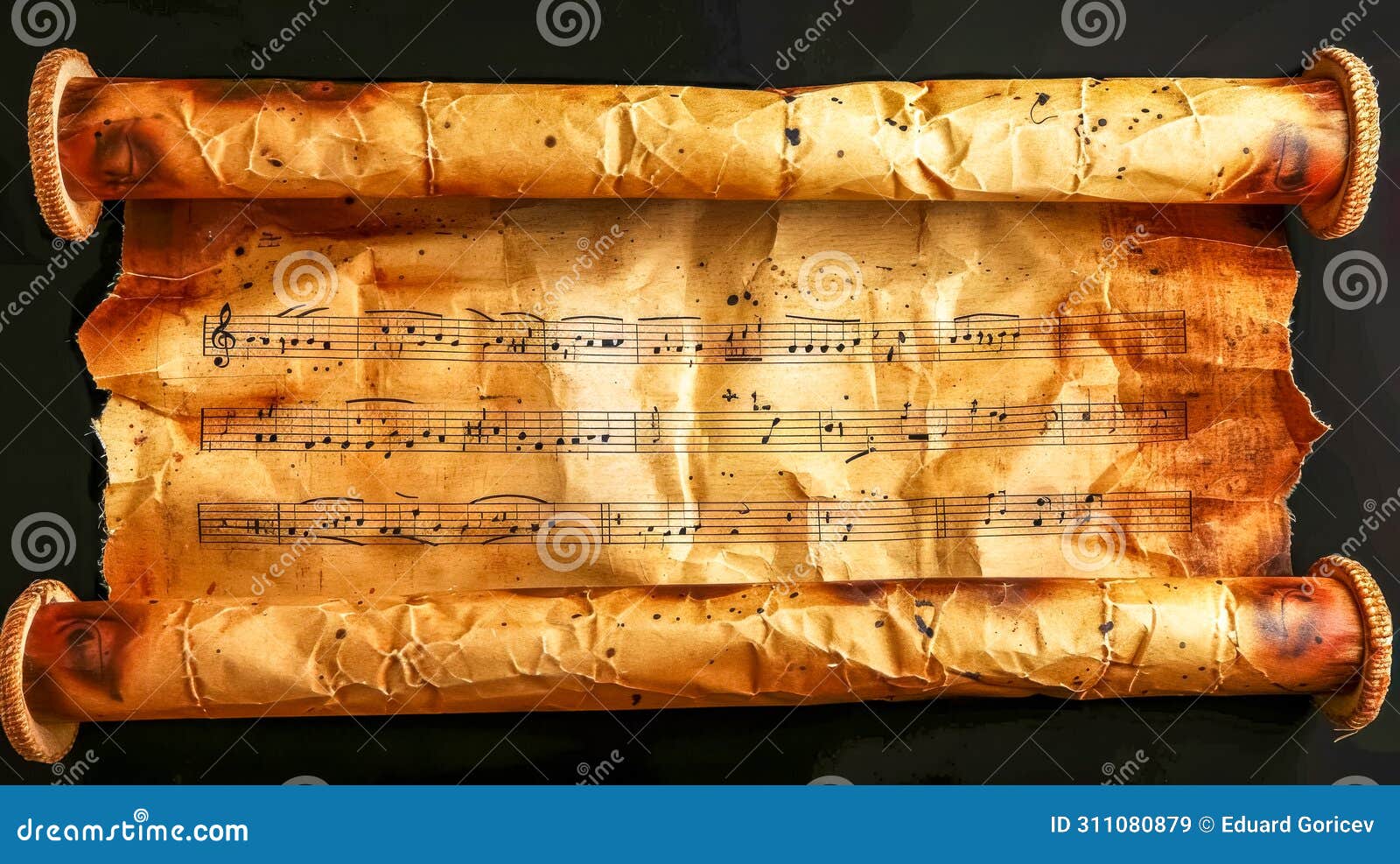 Ancient Music Scroll with Notes Stock Image - Image of sheet, vintage ...
