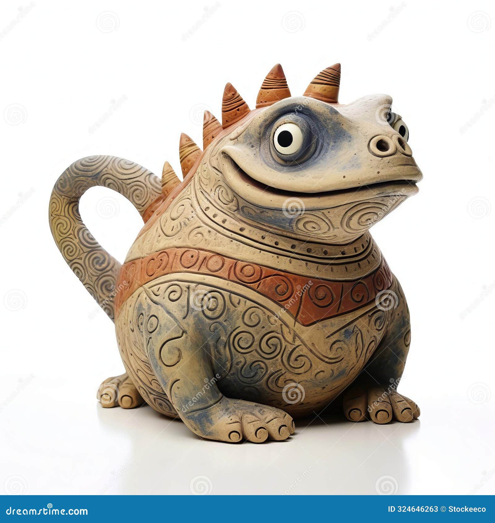 Ancient Mythical Creature Pottery Sculpture Artwork on White Background ...