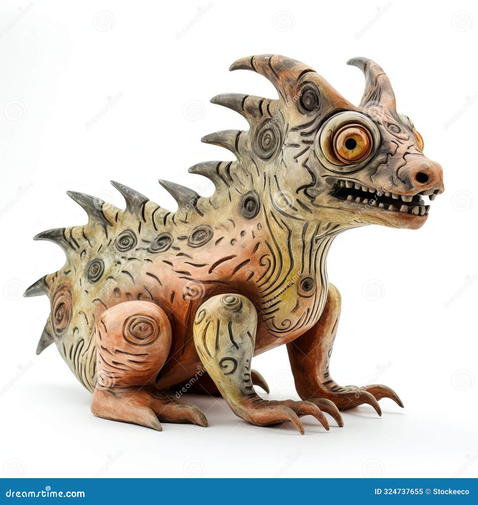 Ancient Mythical Creature Pottery Sculpture on White Isolated ...