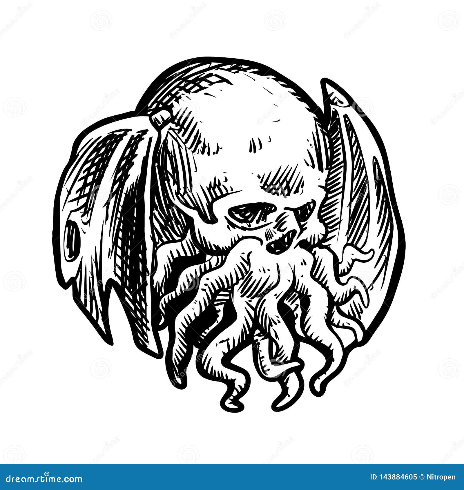 Cthulhu Vector Icon On White Background. Flat Vector Cthulhu Icon ...