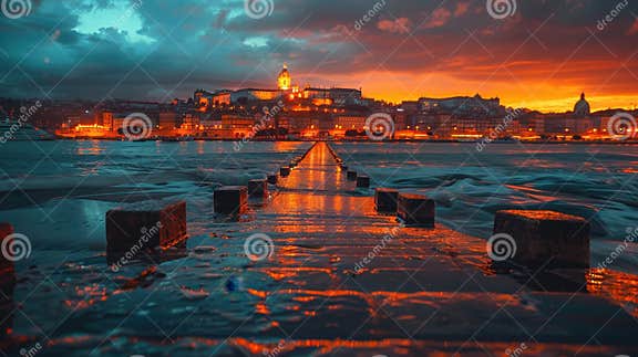 An Ancient Night City. Night View of the Ancient City Stock Photo ...