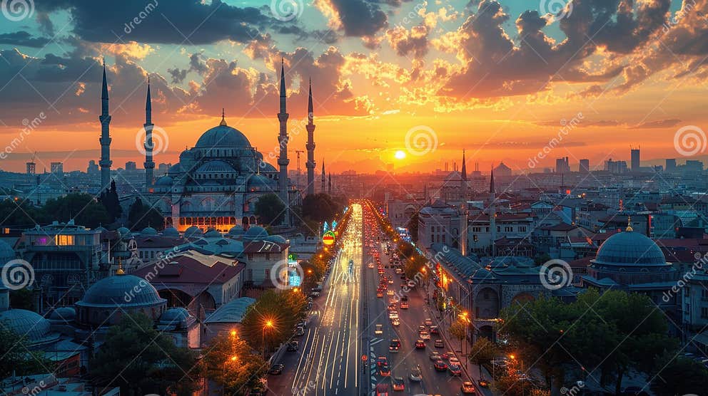 An Ancient Night City. Night View of the Ancient City Stock Photo ...