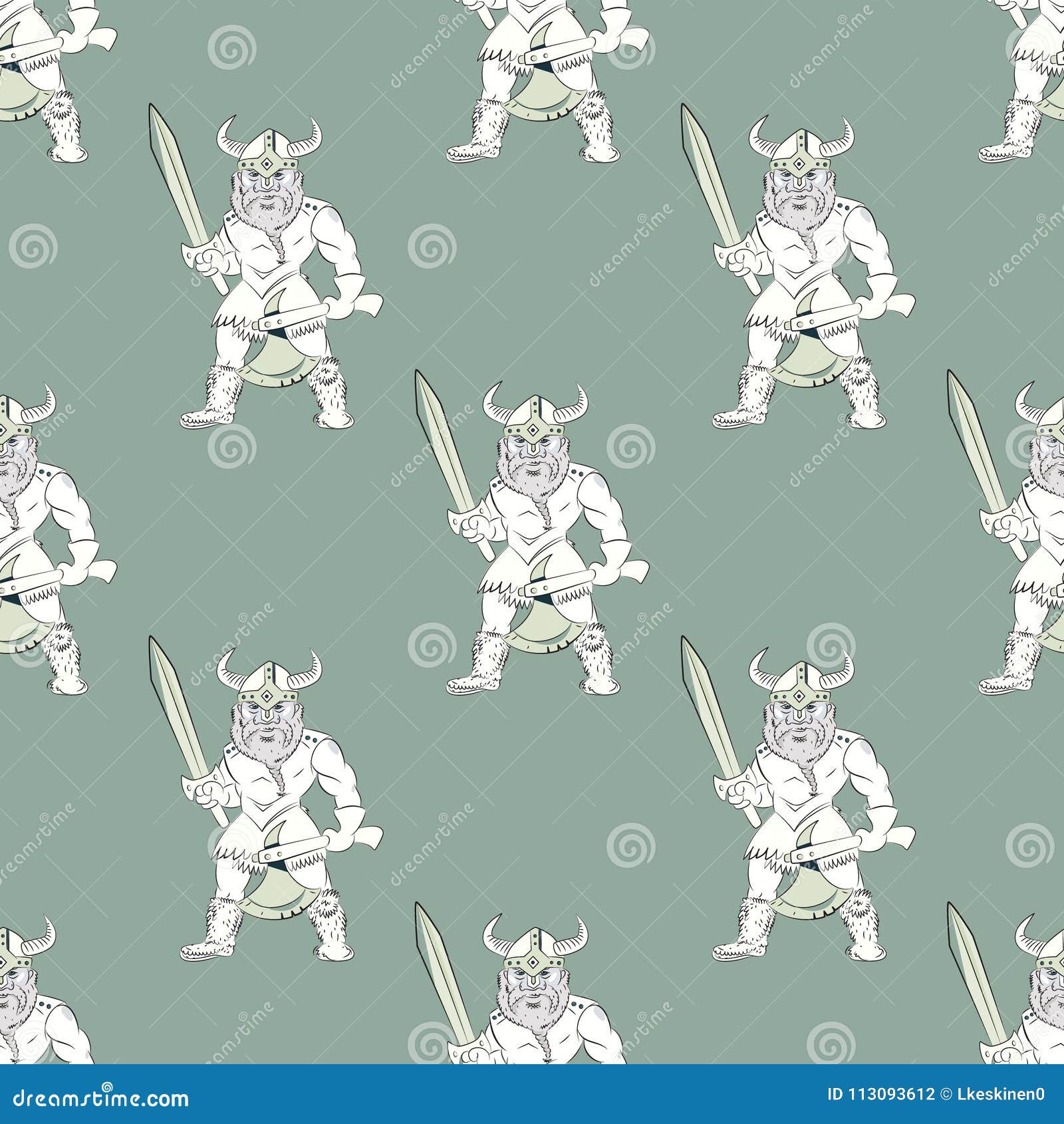 Ancient Nordic Warrior Seamless Pattern Stock Vector - Illustration of ...