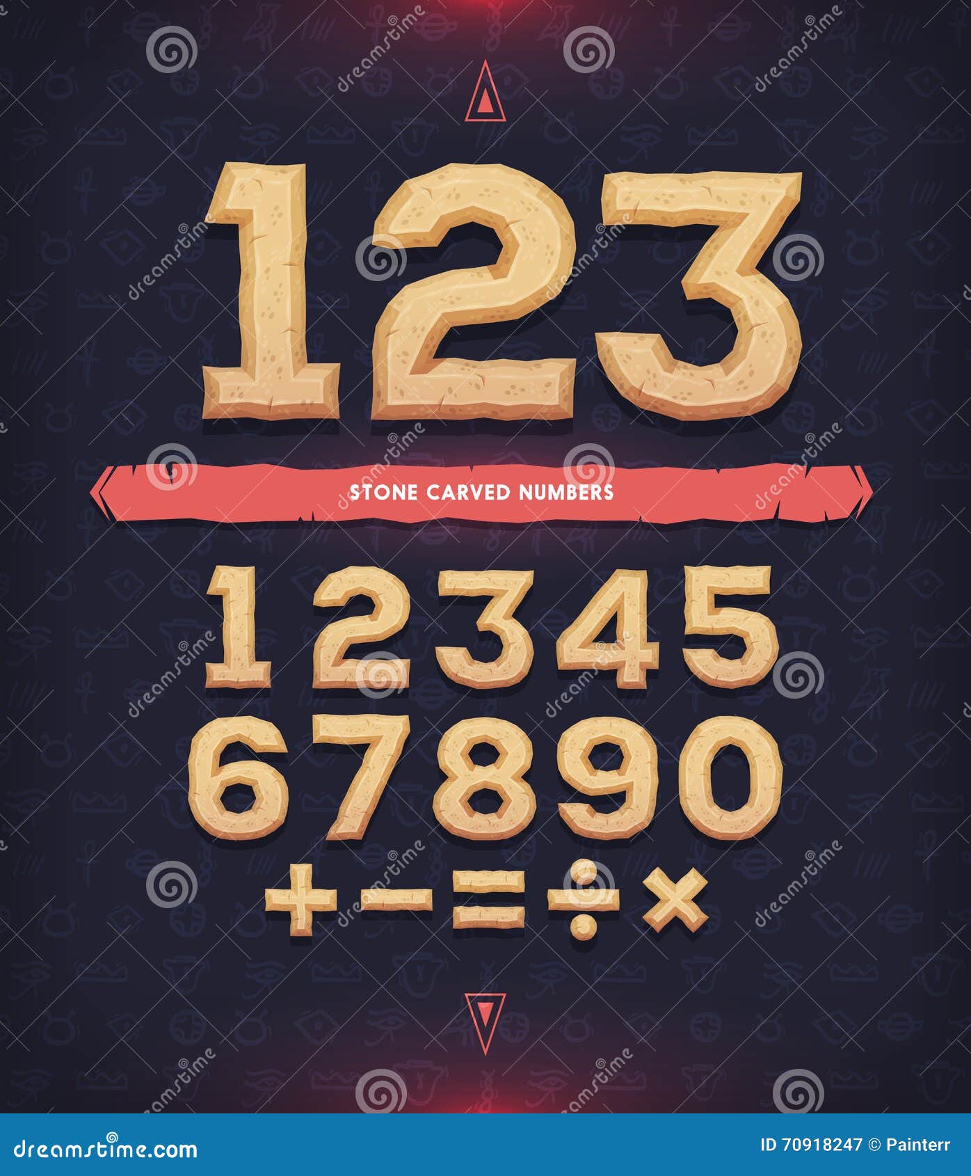 Ancient Numerals. Carved Digits and Mathematical Signs Stock ...