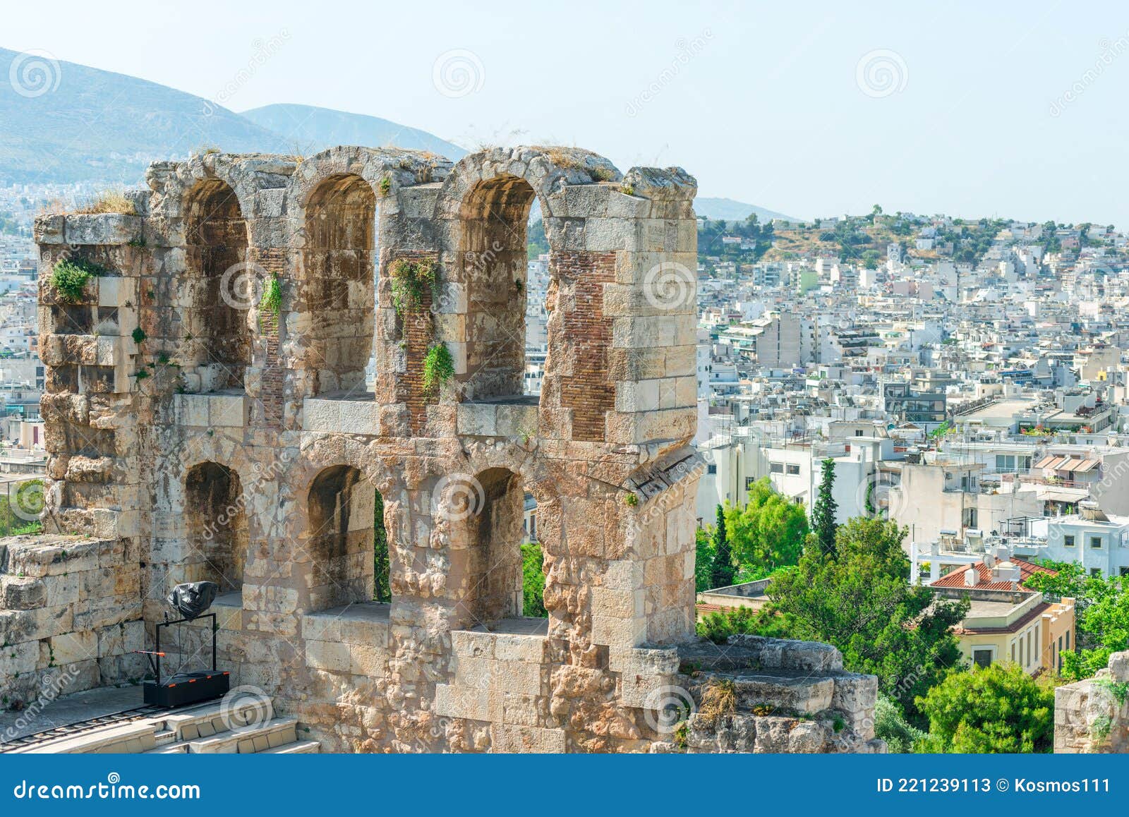 Ancient Odeon of Herodes Atticus in Athens, Greece on Acropolis Stock ...