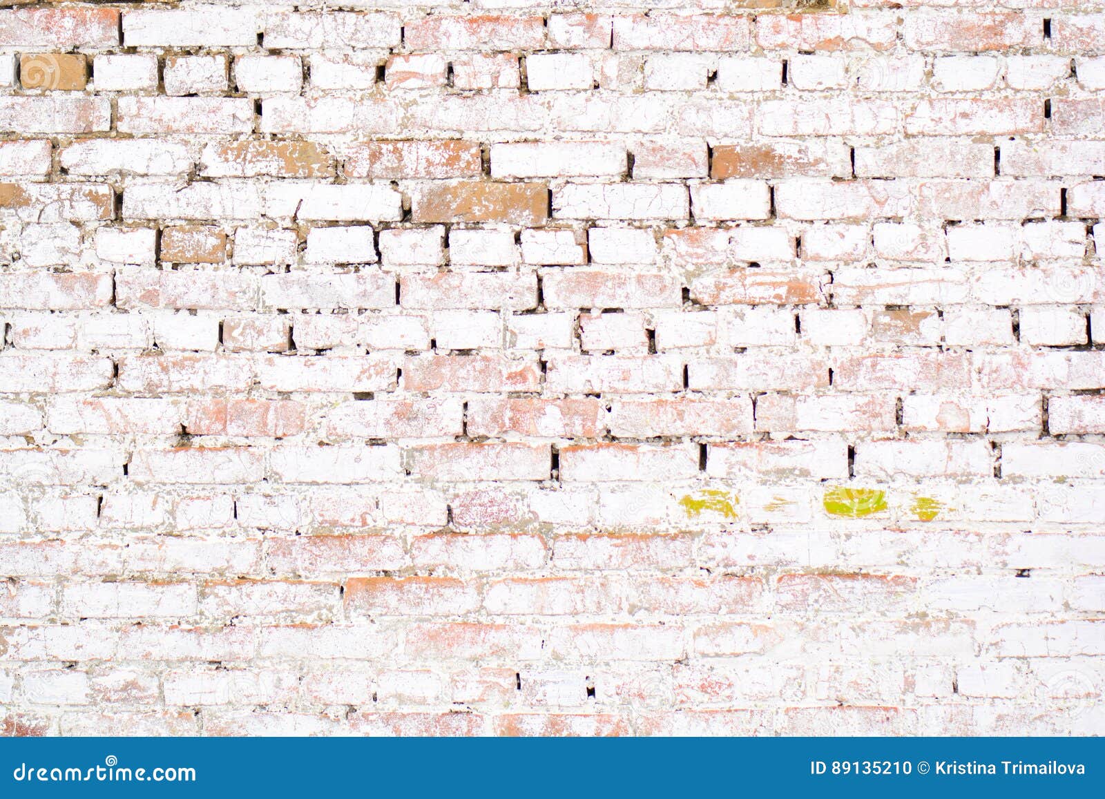 Ancient Old Brick White Wall with Moss. Brick Texture of Old Wall Stock ...