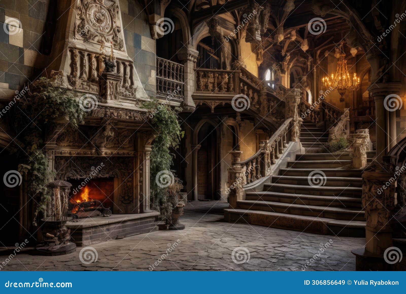 Ancient Old Castle Inside. Generate Ai Stock Illustration ...