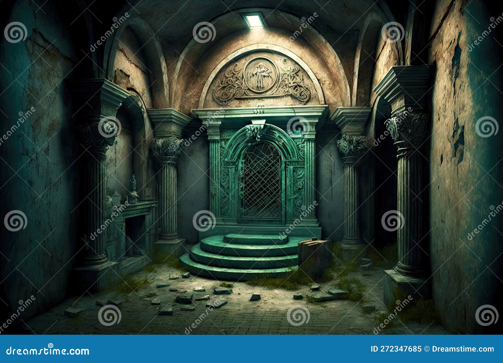 Ancient Old Crypt with Tomb in Basement Stock Illustration ...