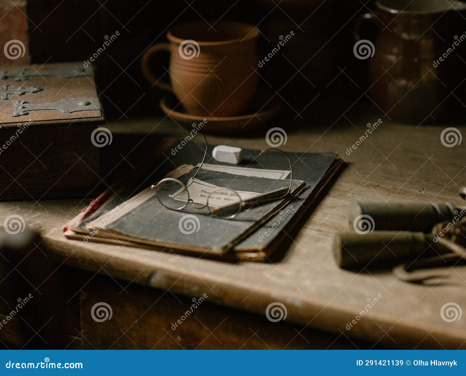 Ancient Old Diary at the Table Stock Image - Image of glasses, retro ...