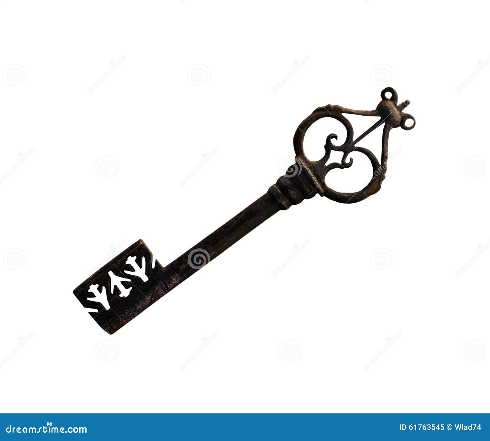 The Ancient Old Key on White Background, Isolated Stock Image - Image ...
