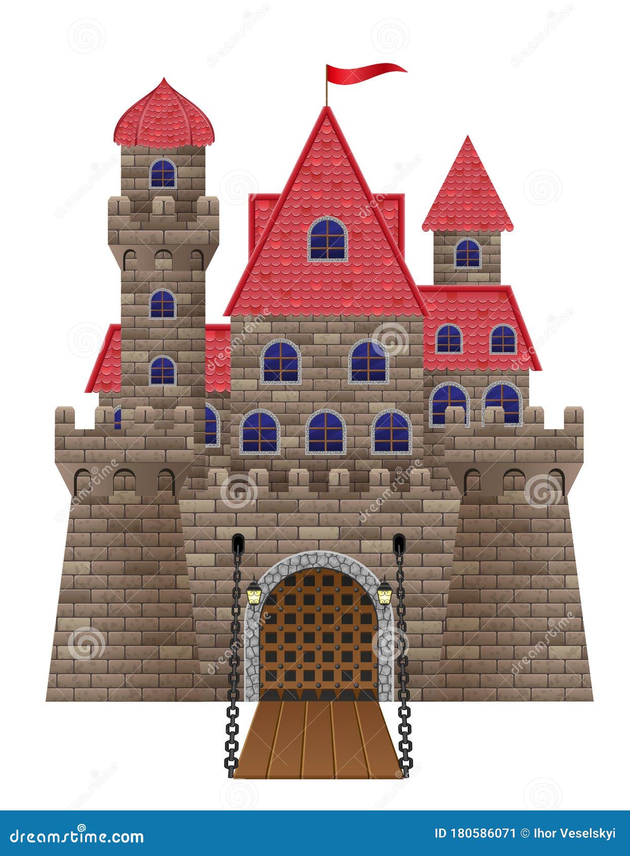 Ancient Old Stone Castle Vector Illustration Stock Vector ...