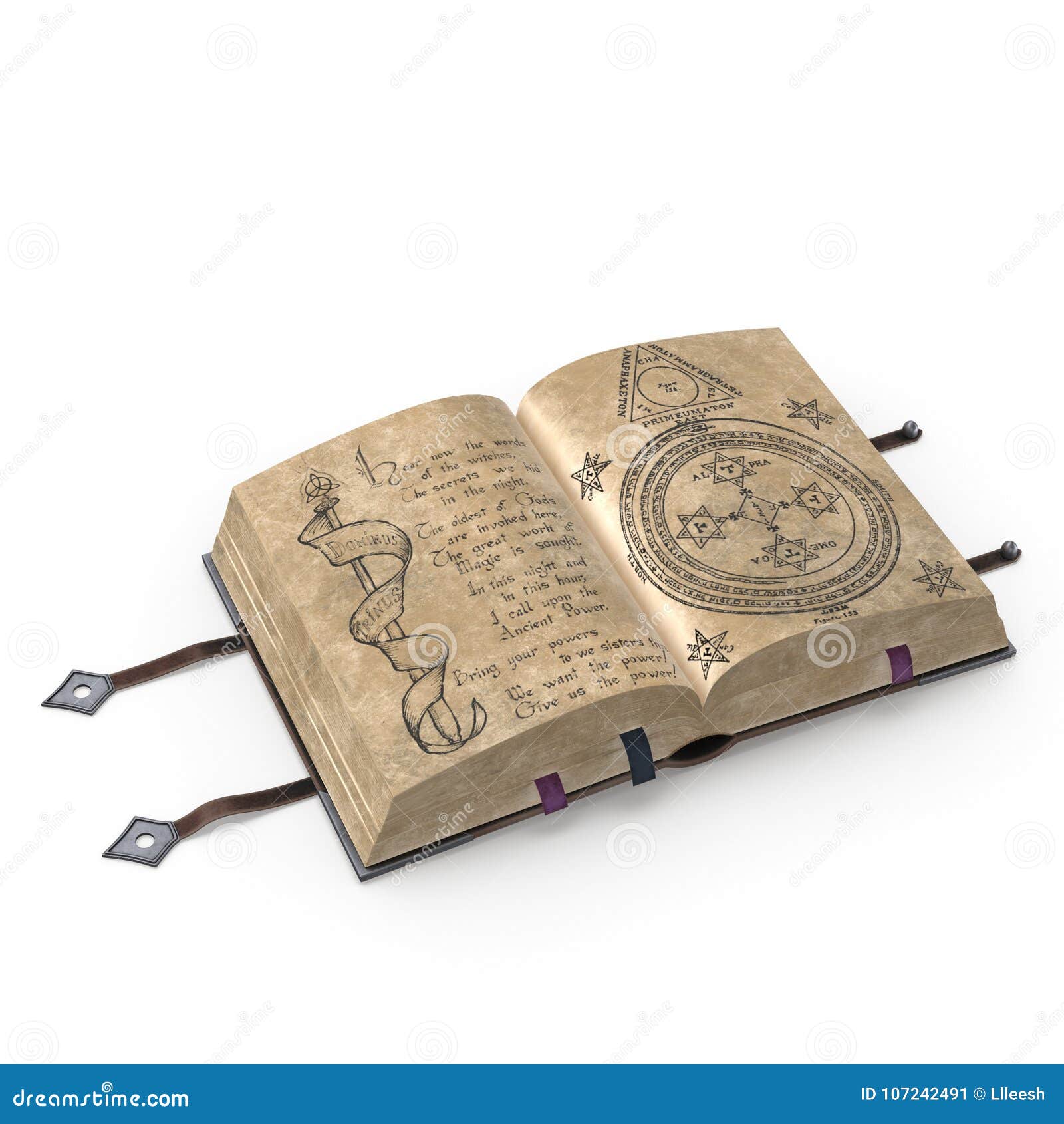 An Ancient Open Magic Book. Stock Illustration - Illustration of volume ...