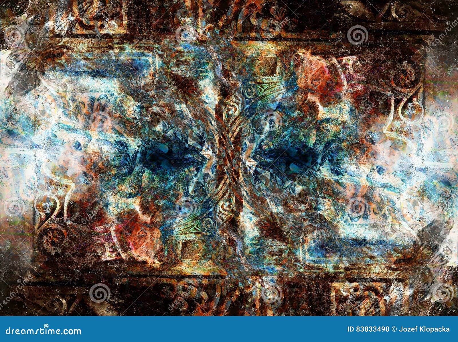 Ancient Ornamental Structure with Filigrane Pattern on Abstract ...