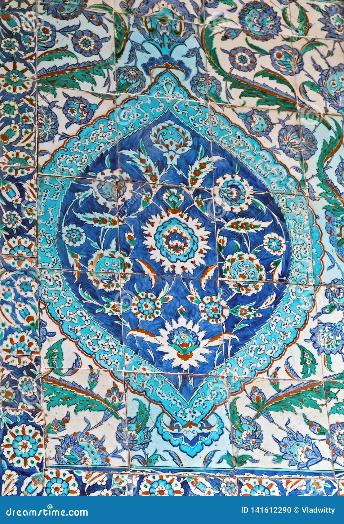 Ancient Ottoman Patterned Tiles Composition Turkish Blue Stock Photo ...