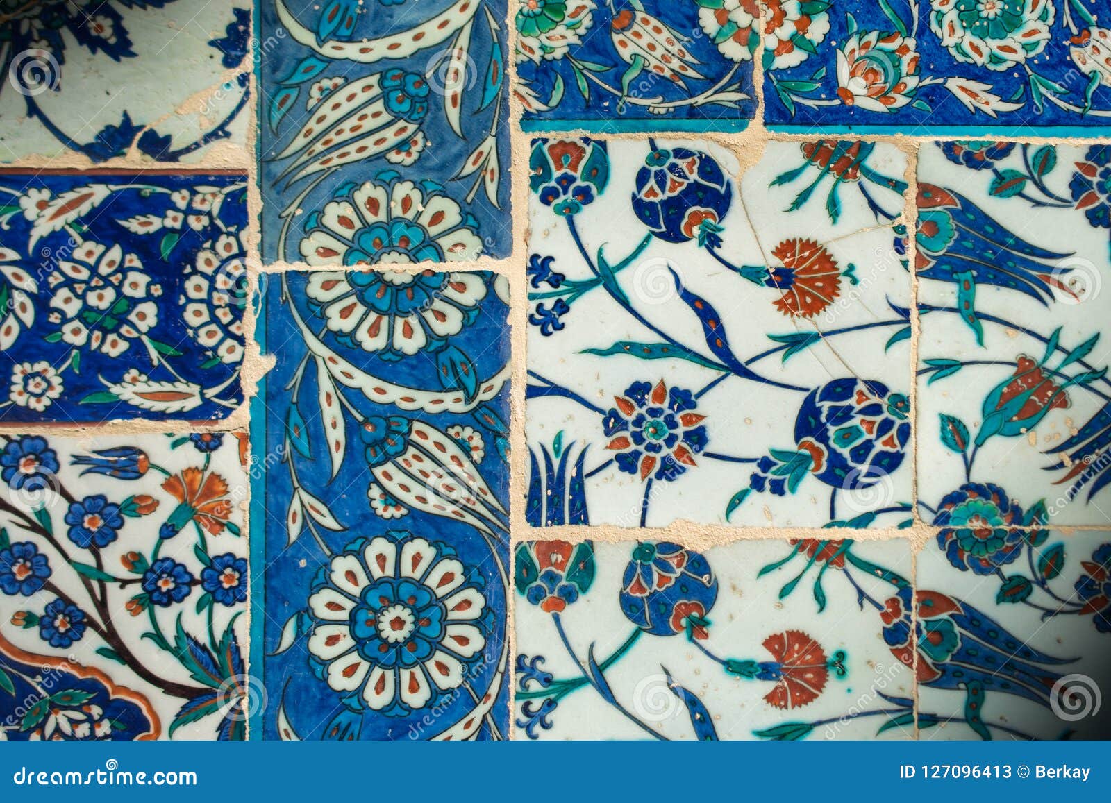 Ancient Ottoman Time Handmade Turkish Tiles Stock Image - Image of ...
