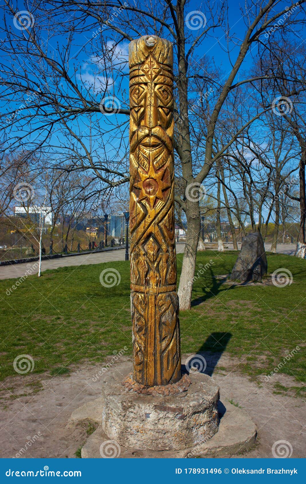 Ancient Totem in a Historical Park Stock Photo - Image of america ...