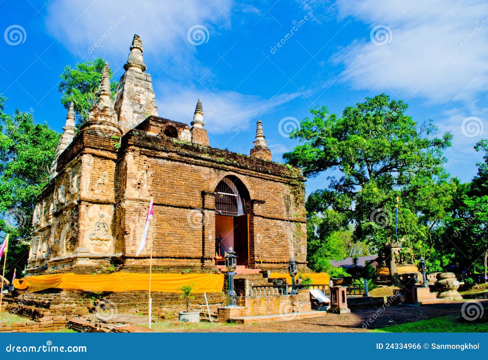 The Ancient Pagoda in the Temple. Stock Photo - Image of elephant ...