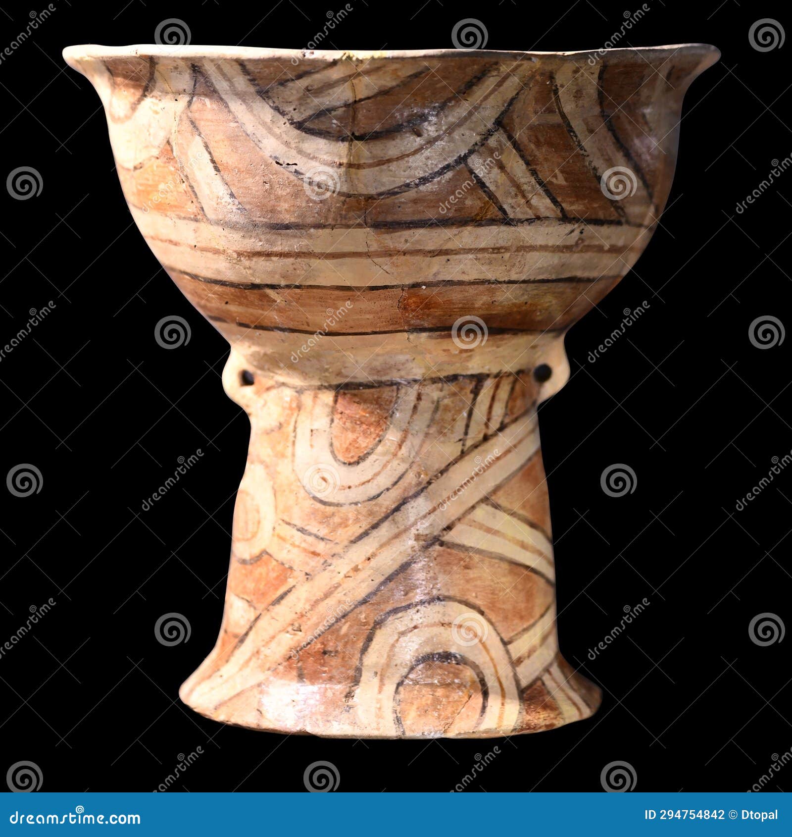 An Ancient Painted and Patterned Clay Bowl Trypillia Culture on a Black ...