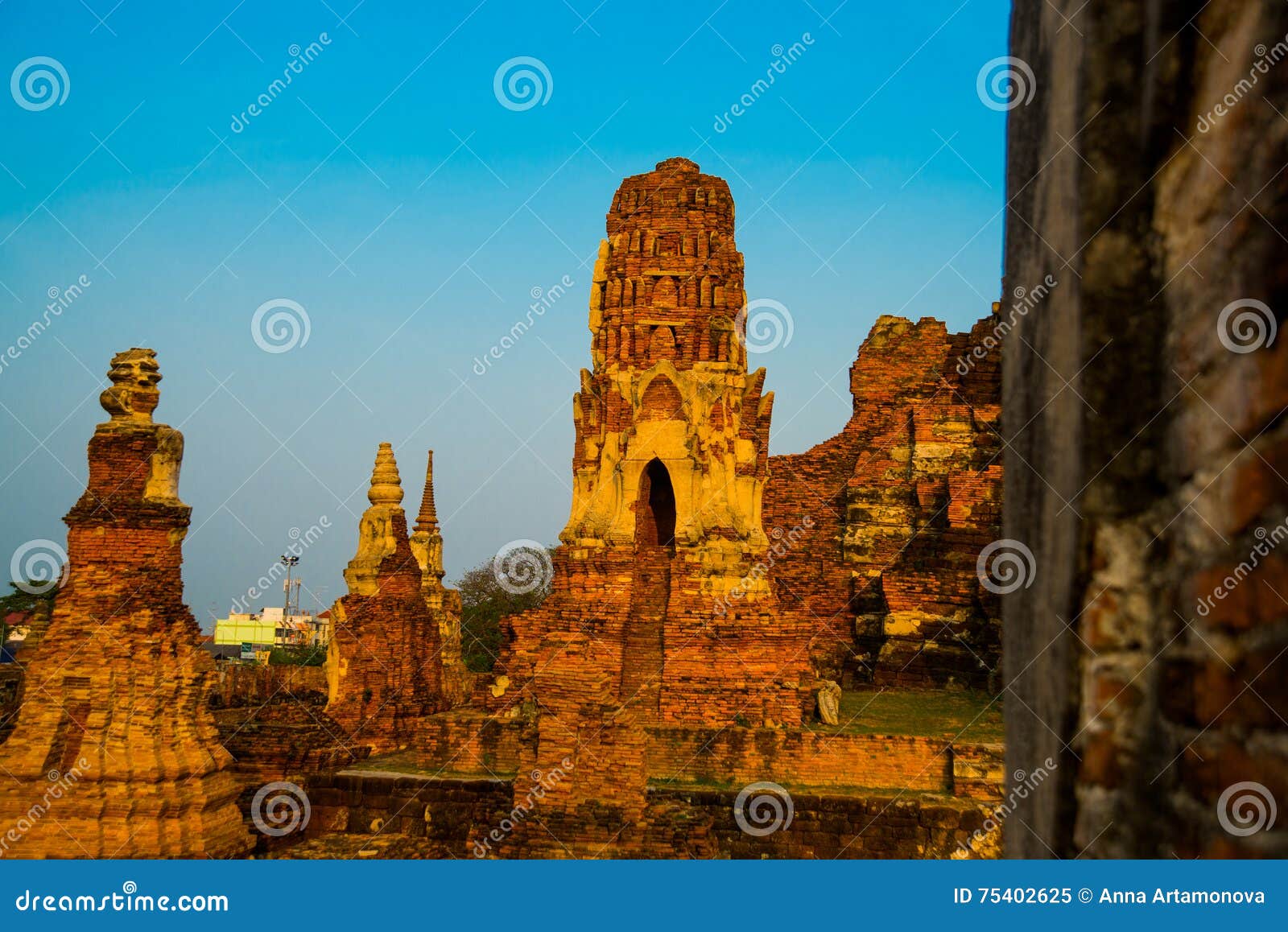Ancient Palaces on the Background of Blue Sky. Ayutthaya Thailand ...