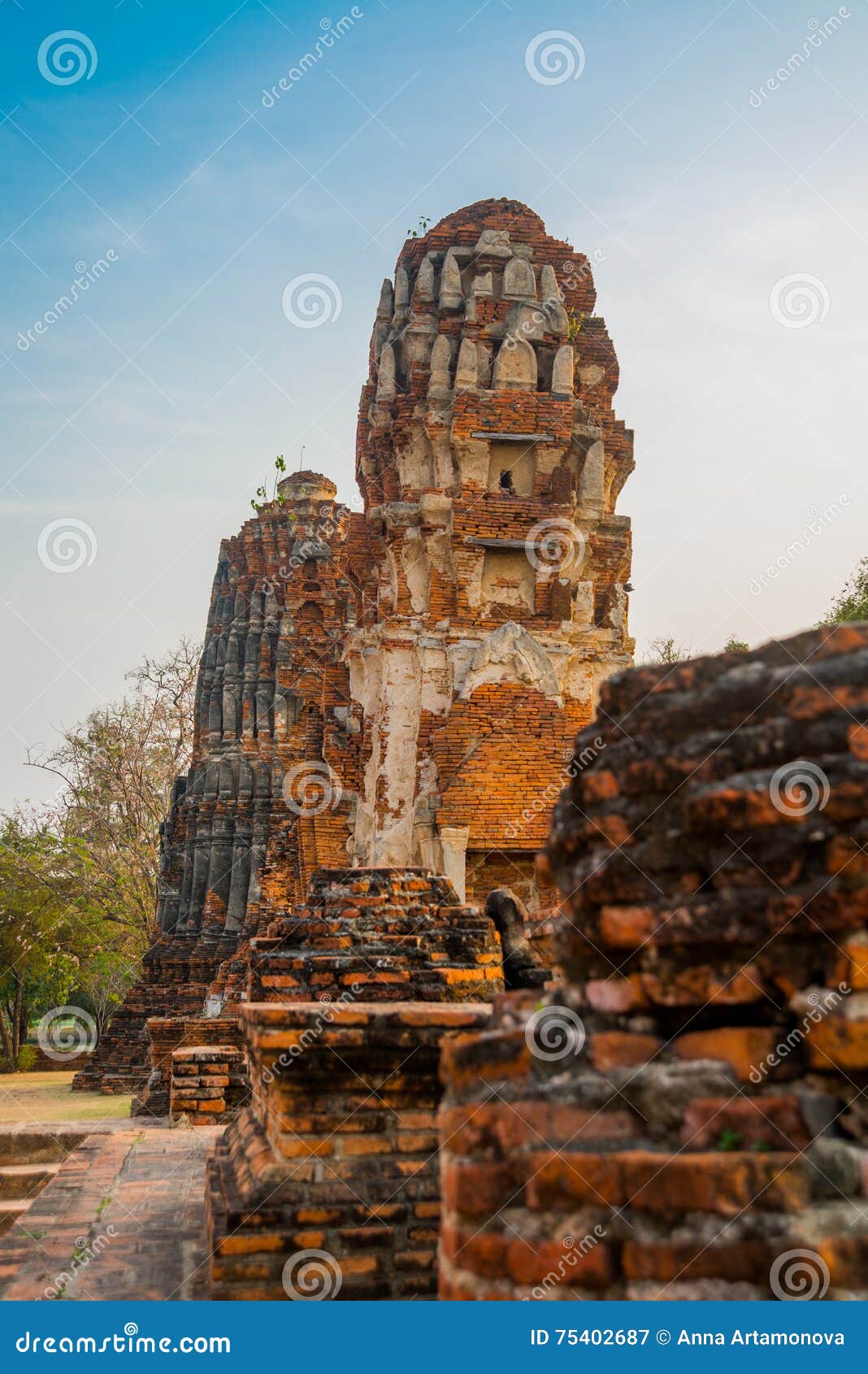 Ancient Palaces on the Background of Blue Sky. Ayutthaya Thailand ...