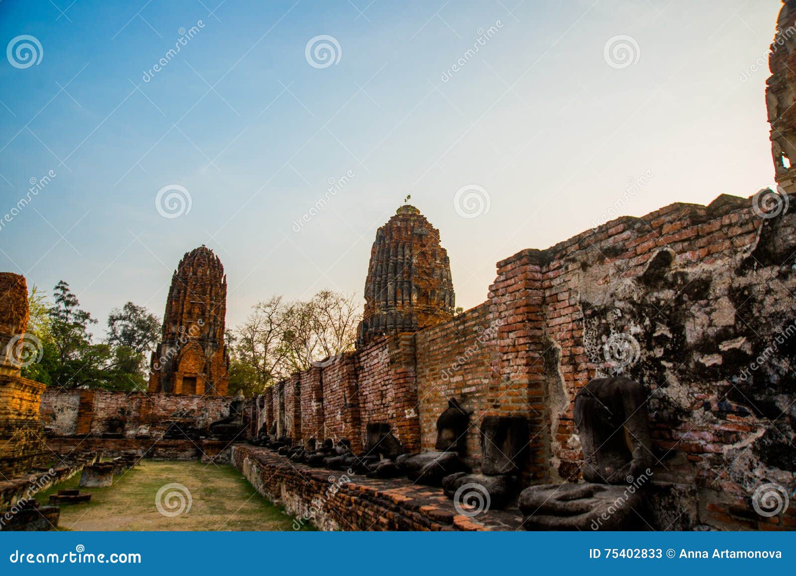 Ancient Palaces on the Background of Blue Sky. Ayutthaya Thailand ...